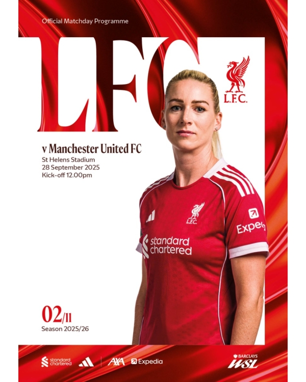 Matchday Programme - LFC Womens Vs Man Utd Womens - 28/09/2025