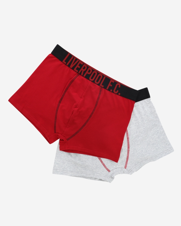 LFC Junior 2 Pack Red and Grey Boxers