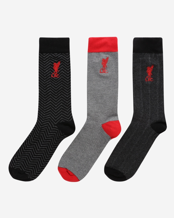 LFC Mens 3 Pack Grey and Black Design Socks