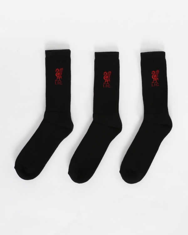 LFC Adults 3 Pack Black Crew Sock