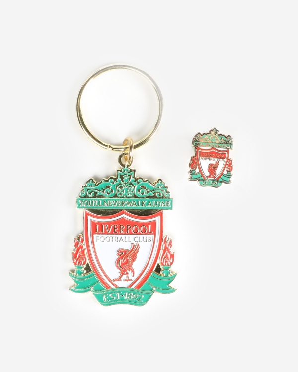 LFC Colour Crest Badge & Keyring Set