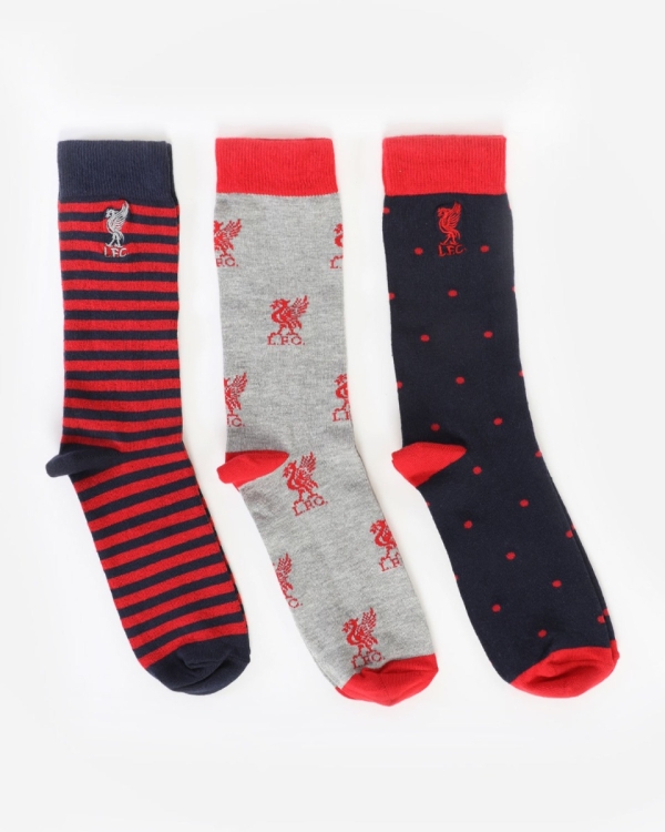 LFC Mens Navy/Red/Grey 3 Pack Design Sock