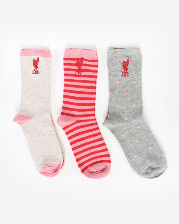 LFC Womens Pink 3 Pack Crew Sock