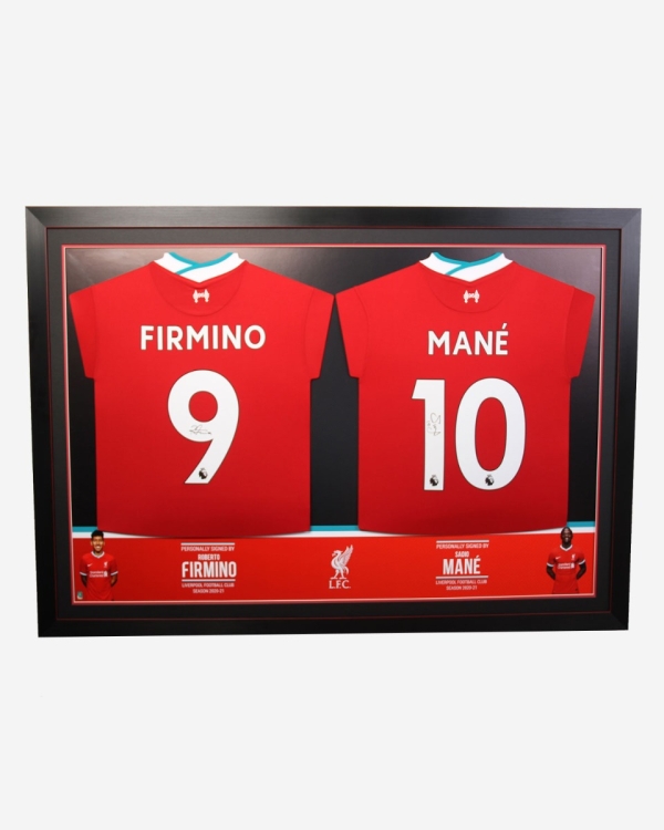 LFC Signed Firmino & Mane 20/21 Dual Framed Shirt