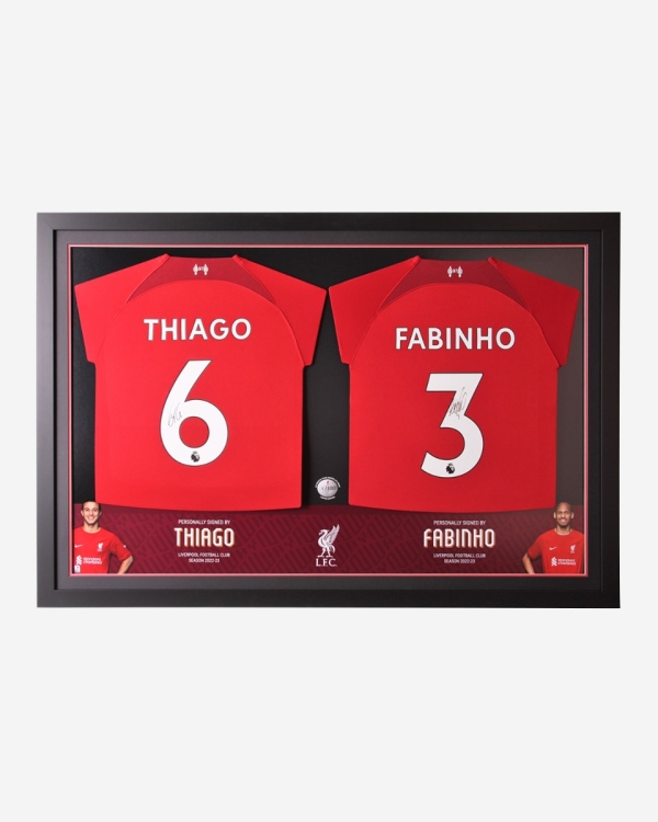 LFC Signed 22-23 Thiago & Fabinho Framed Shirt