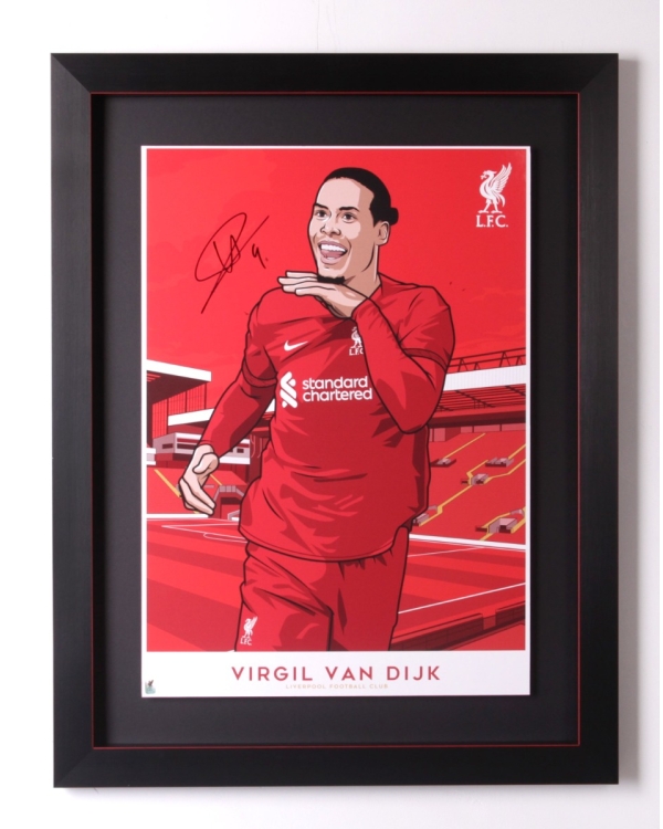 LFC Signed Van Dijk A2 Print