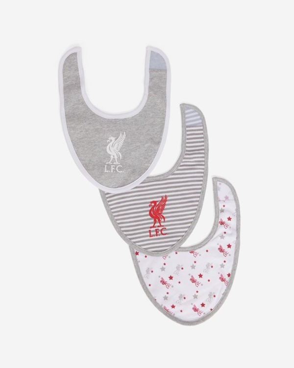 LFC Baby 3 Pack Grey & White Bib Set