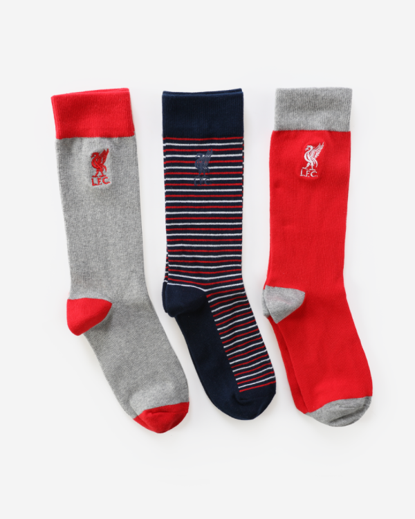 LFC Mens Multi 3 Pack Liverbird Socks