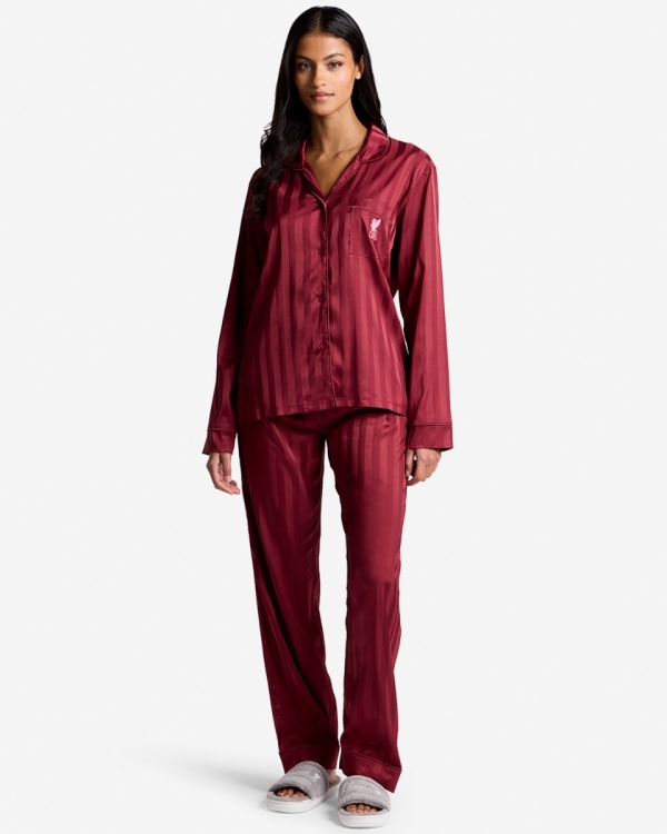 LFC Womens Satin Pyjama Set Red