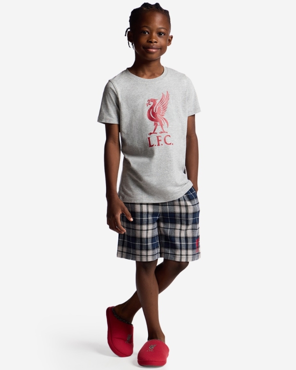 LFC Juniors Check Shorts Pyjamas Set Grey