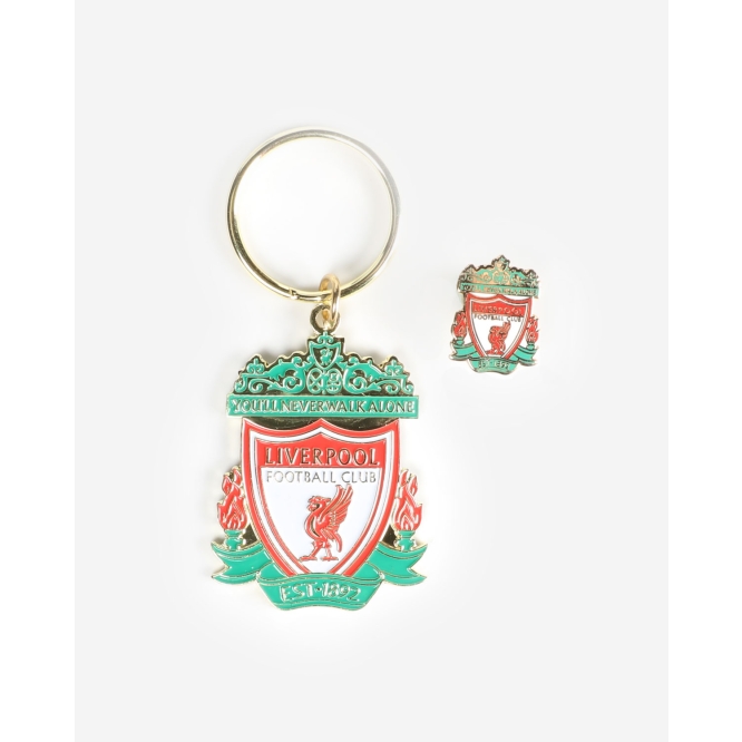 LFC Colour Crest Badge & Keyring Set
