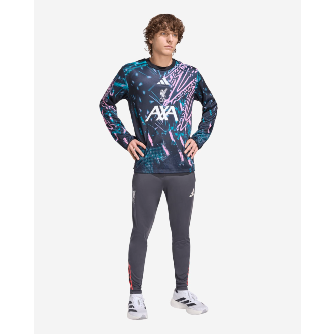 LFC adidas Mens 25/26 Long Sleeve Pre-Match Top Black