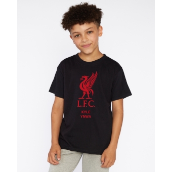 LFC Junior Red Liverbird Personalised Black Tee