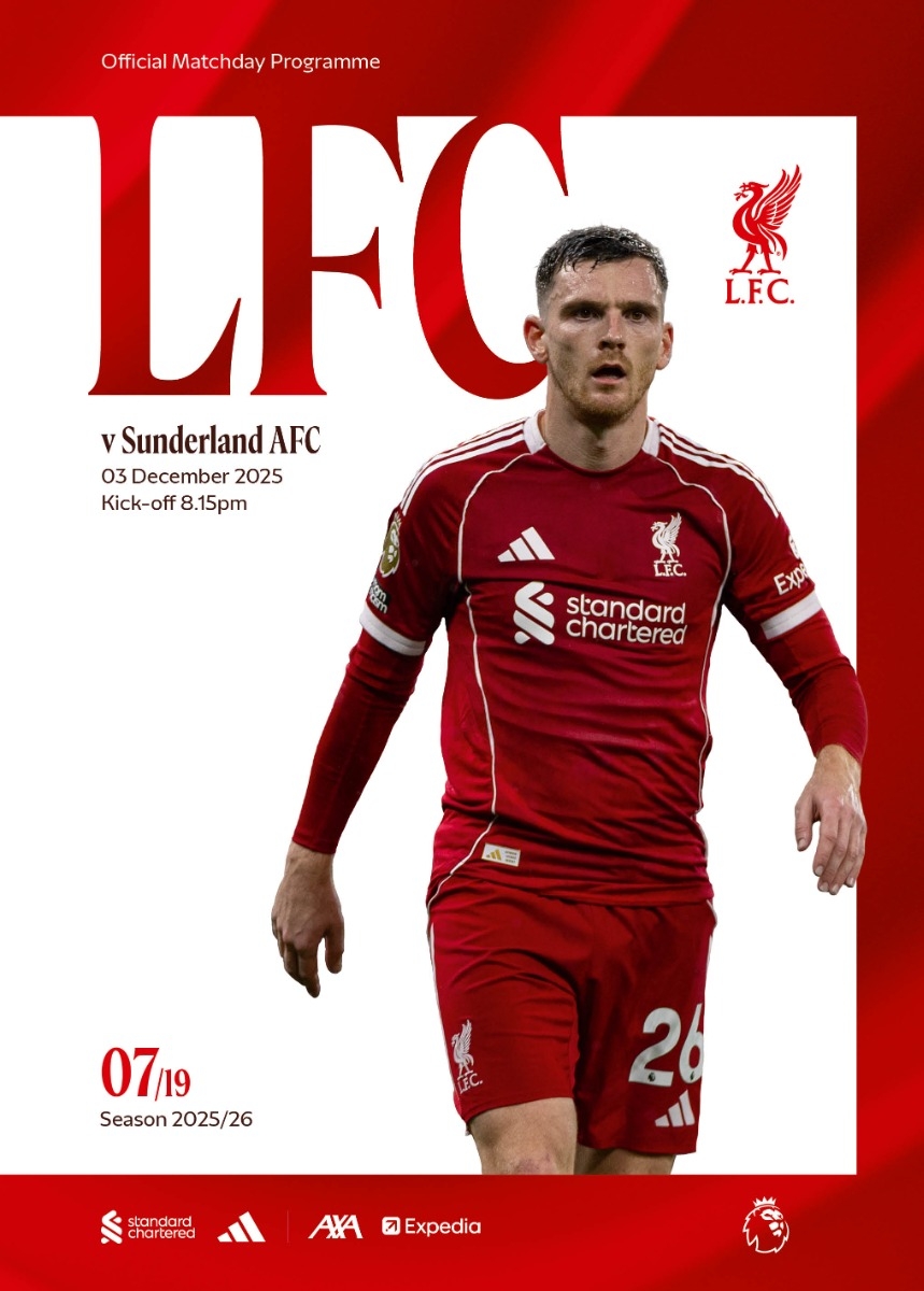 Matchday Programme - LFC vs Sunderland - Premier League - 03/12/2025
