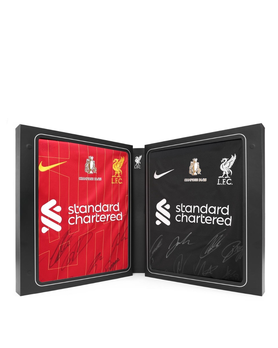 LFC Signed Premier League Champions Double Boxed Shirt