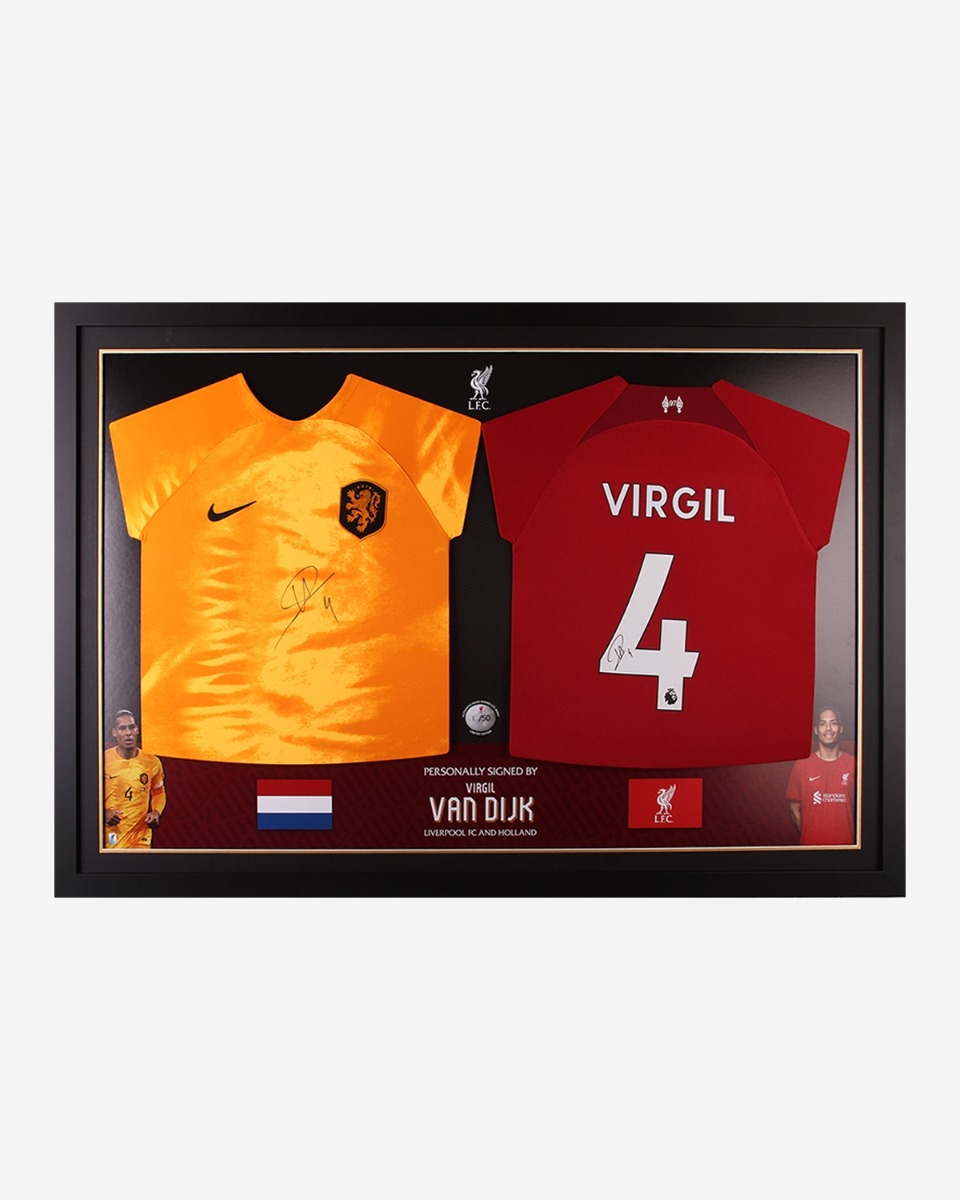 LFC Signed Virgil Van Dijk Dual Framed Shirts