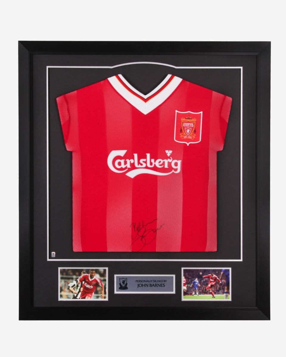 LFC Signed Barnes 95/96 Framed Shirt