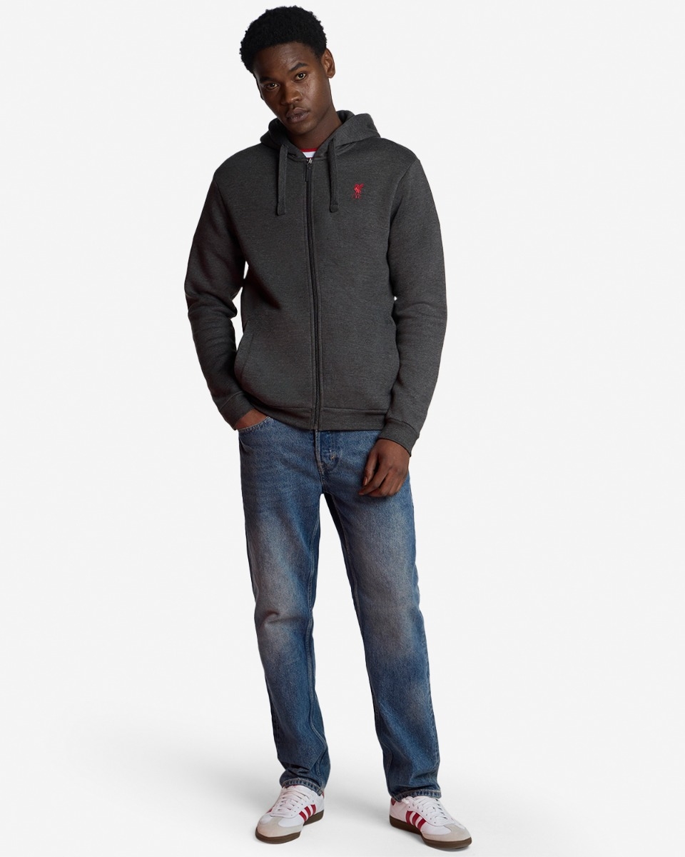 LFC Mens Zip Through Hoodie Charcoal