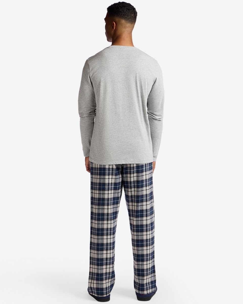 LFC Mens Long Check Pyjama Set Grey