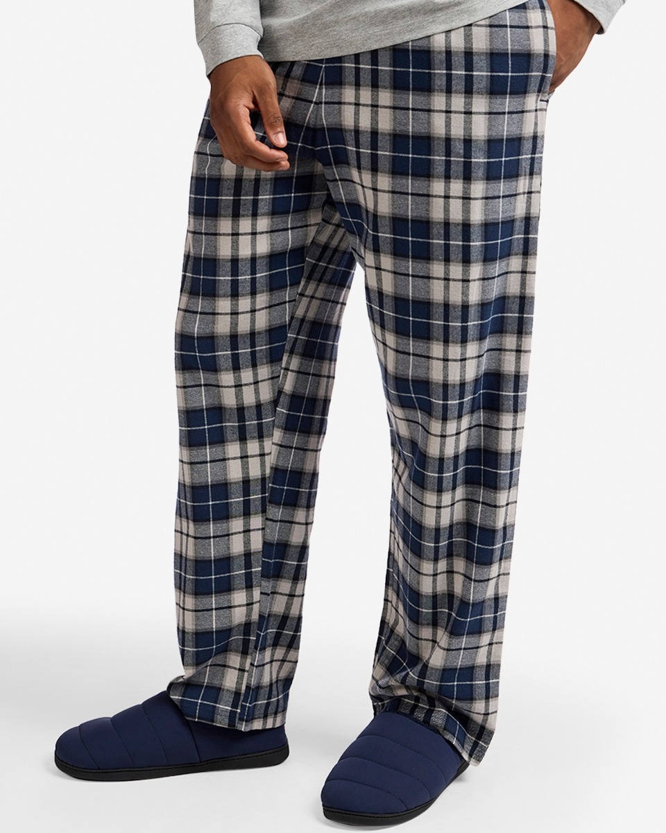 LFC Mens Long Check Pyjama Set Grey