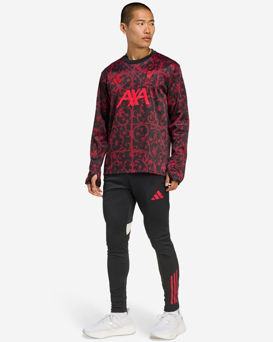 LFC adidas Mens 25/26 Long Sleeve Pre-Match Jumper Black