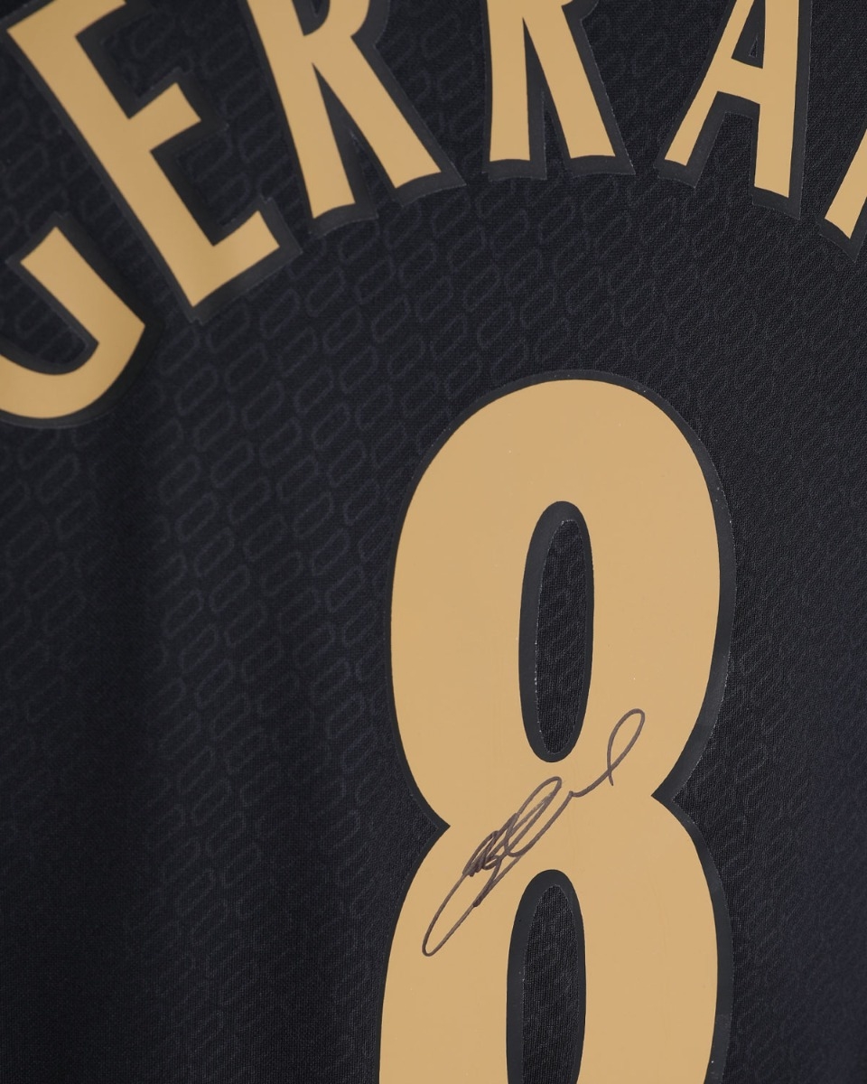 LFC Signed Gerrard Istanbul Boxed Shirt Black & Gold