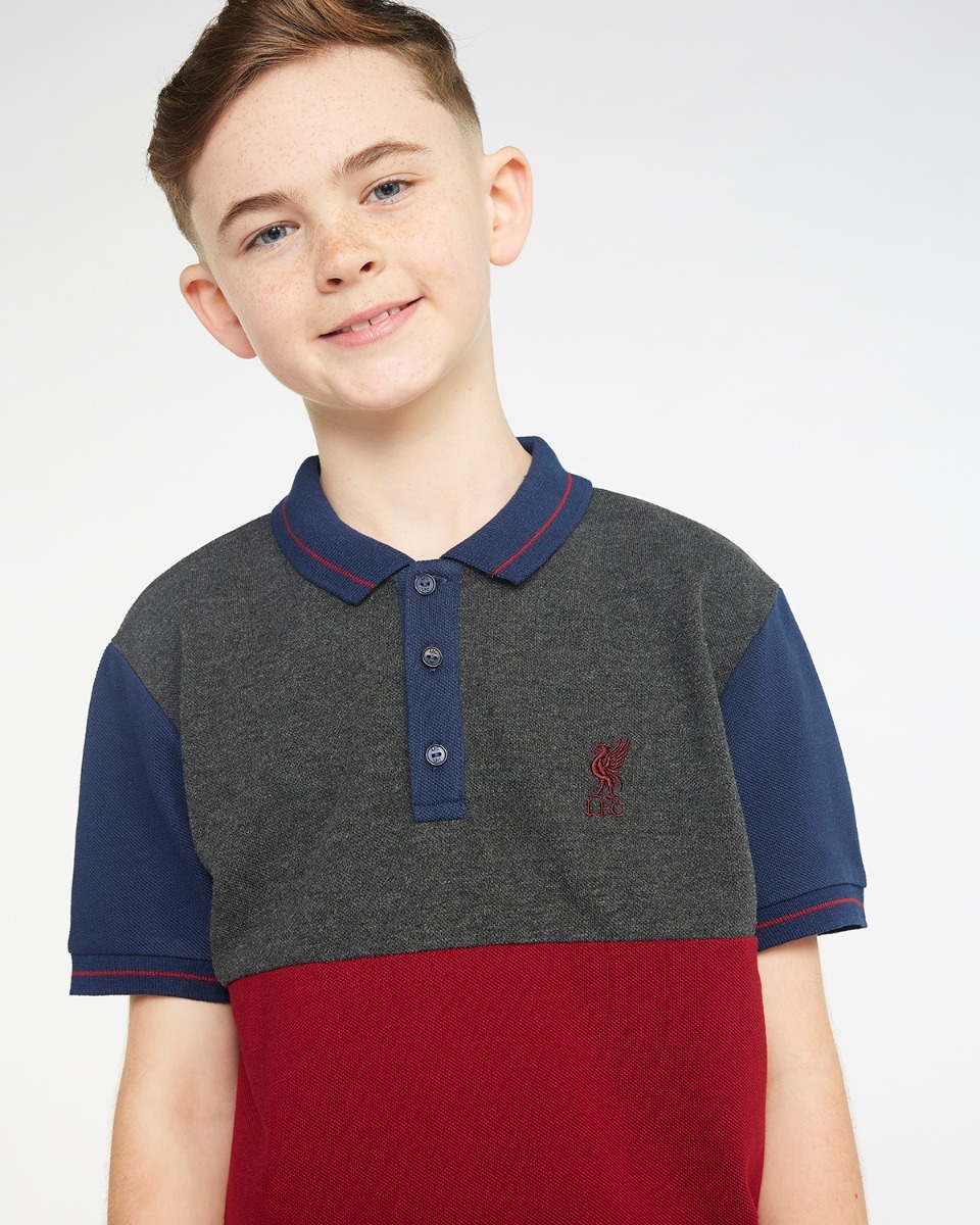 LFC Junior Navy Colour Block Polo