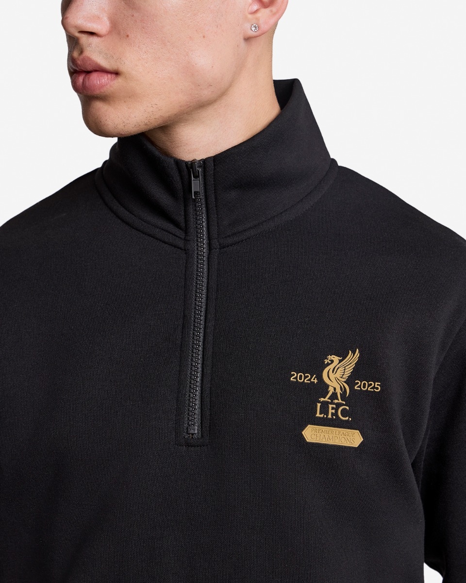 LFC Mens Champions 1/4 Zip Sweater Black
