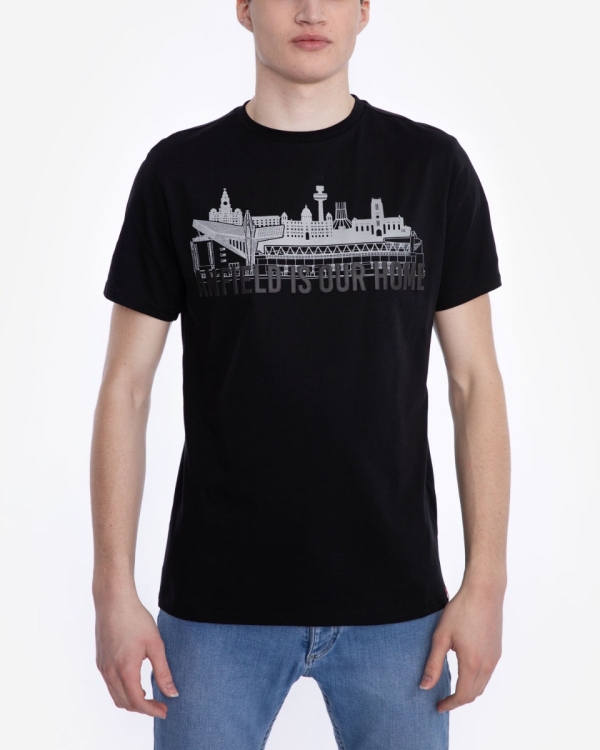 LFC Mens Black Liverpool Skyline Tee