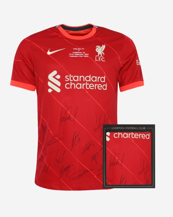 LFC Signed 21/22 Carabao Final Squad Boxed Shirt