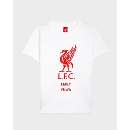 LFC Junior Red Liverbird Personalised White Tee