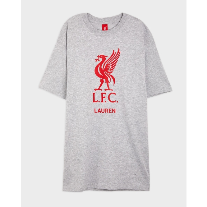 Personalise your LFC Liverbird Personalised Grey/Red Crest Tee at the ...