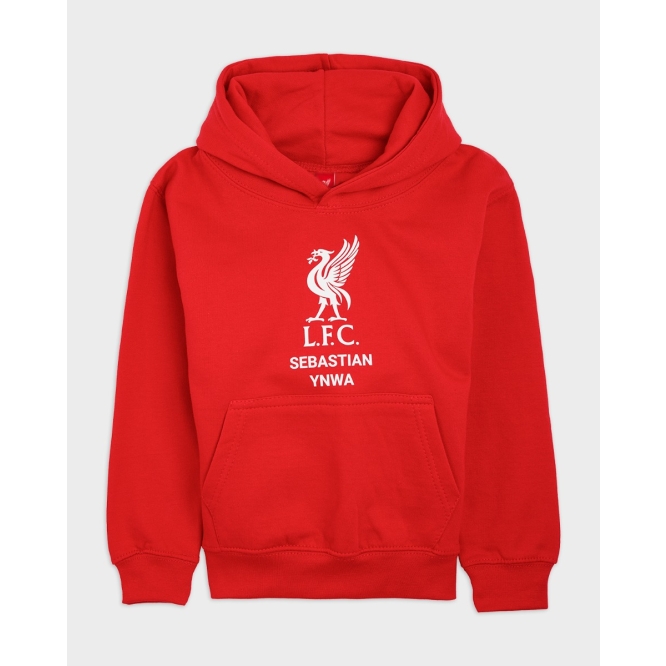 LFC Junior White Liverbird Personalised Red Hoody