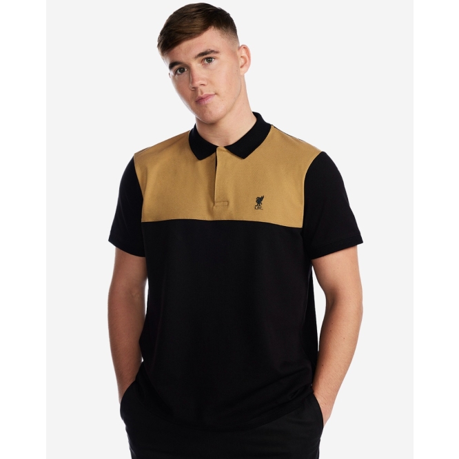 LFC Mens Block Panel Polo Black & Gold